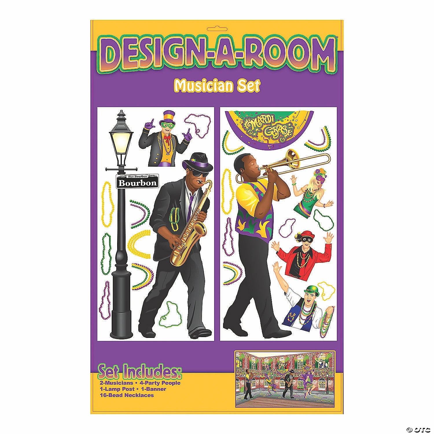 Classical style Design-A-Room Mardi Gras Musician Backdrop Set - 24 Pc ...